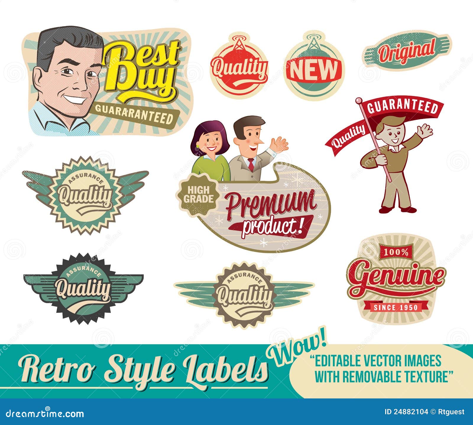 Retro label Set stock vector. Illustration of retro, fifties - 24882104