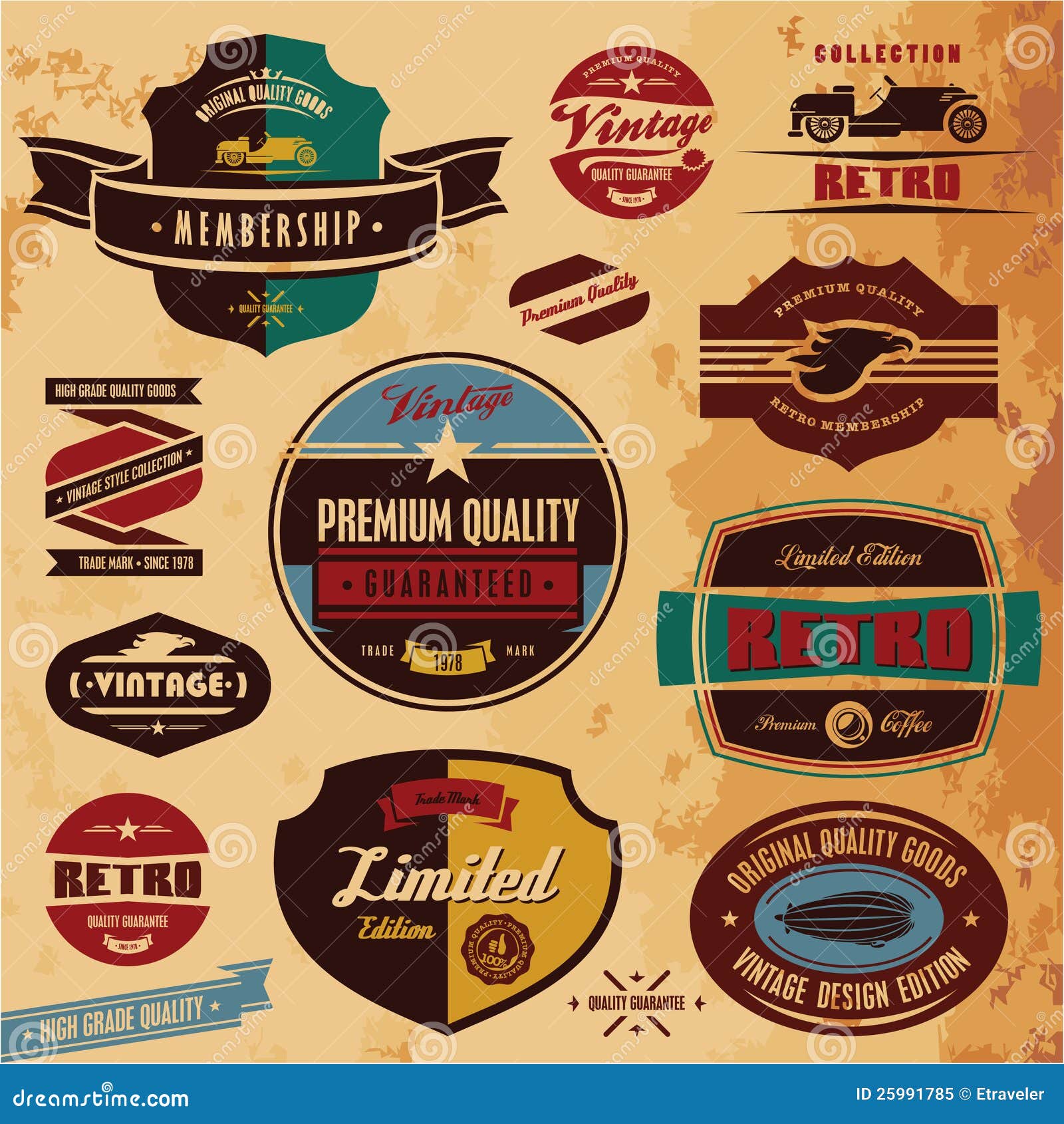 Retro labels and badges stock vector. Illustration of limited - 25991785