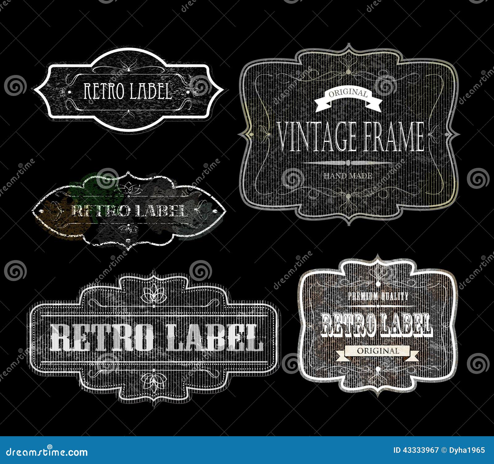 Retro labels 02 black stock vector. Illustration of premium - 43333967