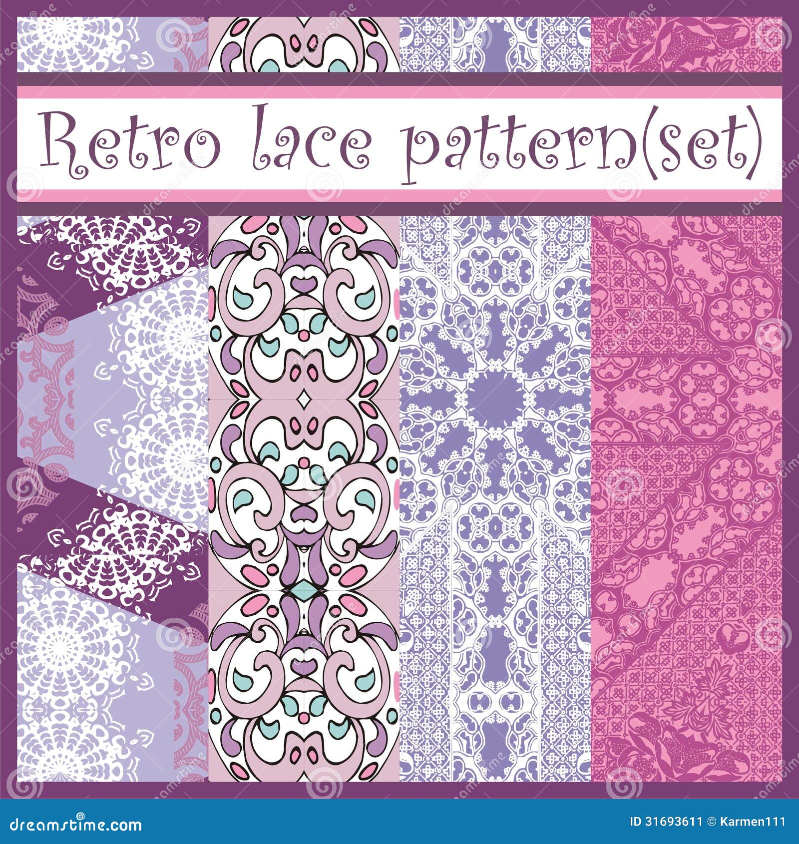 Retro lace pattern (set) stock illustration. Illustration of engagement ...