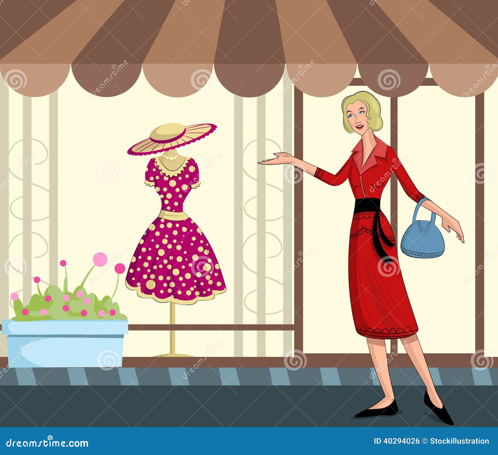 Lady Shopping In Shoe Store Cartoon Vector | CartoonDealer.com #29571879