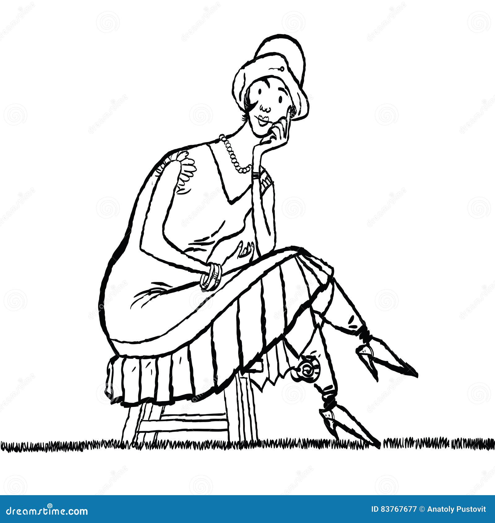 Retro lady sitting stock vector. Illustration of pretty - 83767677