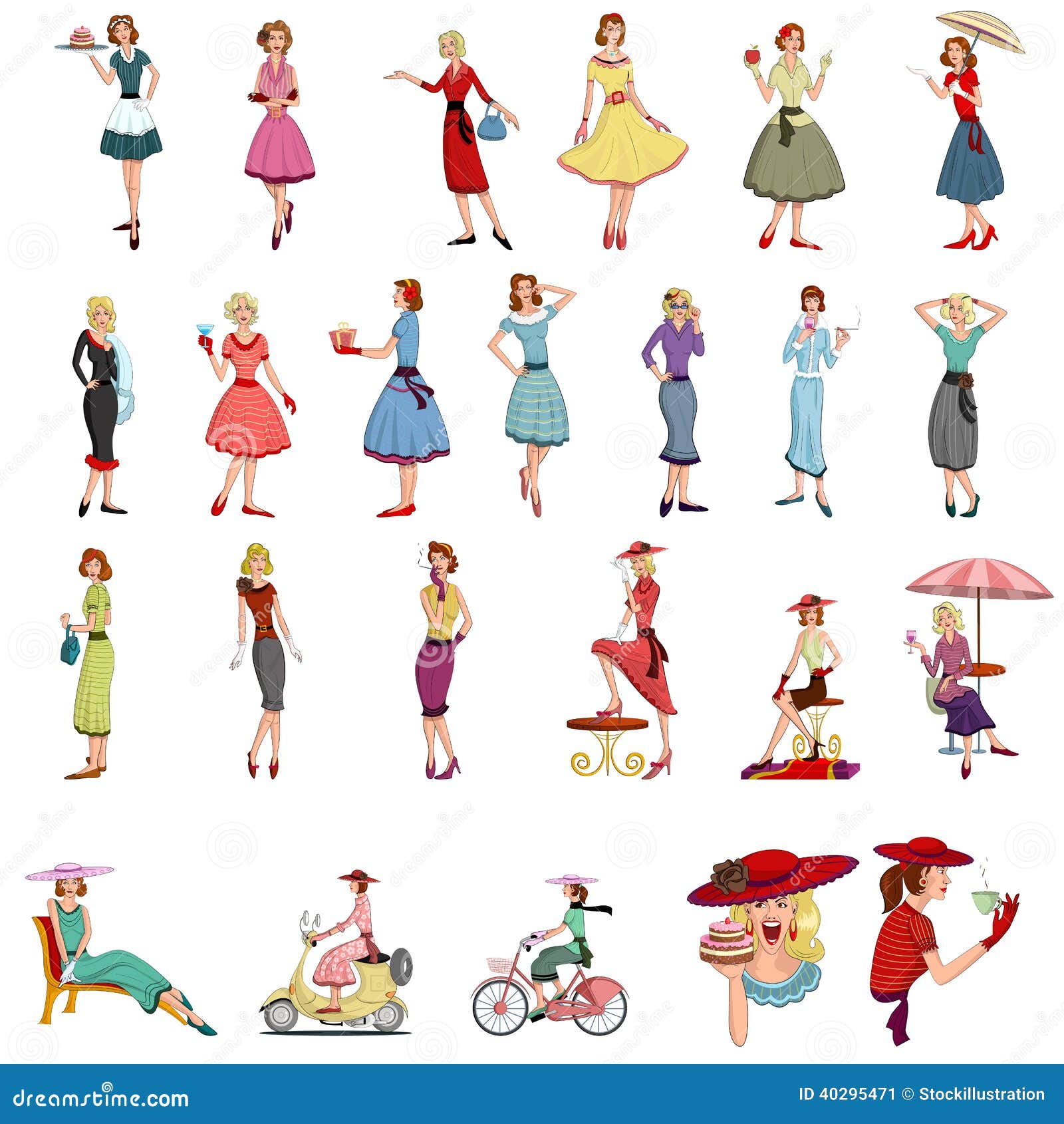 Retro lady stock vector. Illustration of beautiful, lady - 40295471