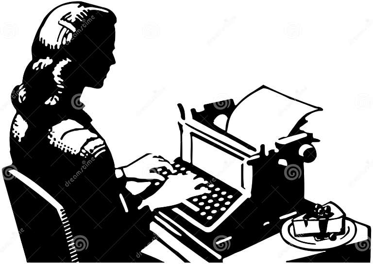 Retro Lady Typist stock vector. Illustration of word - 42095276