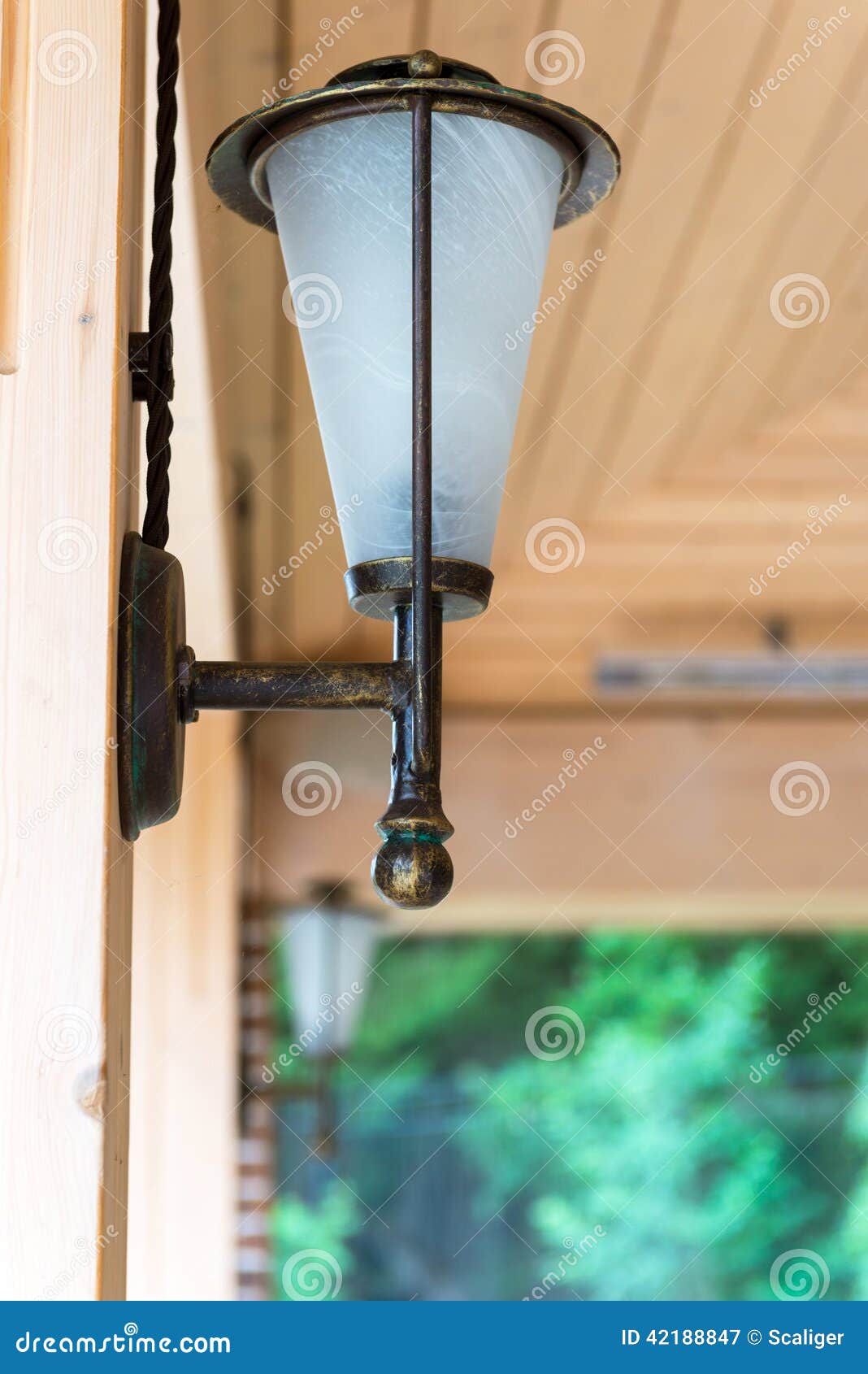 Retro Lantern Mounted on a Wooden Interior Stock Image - Image of ...