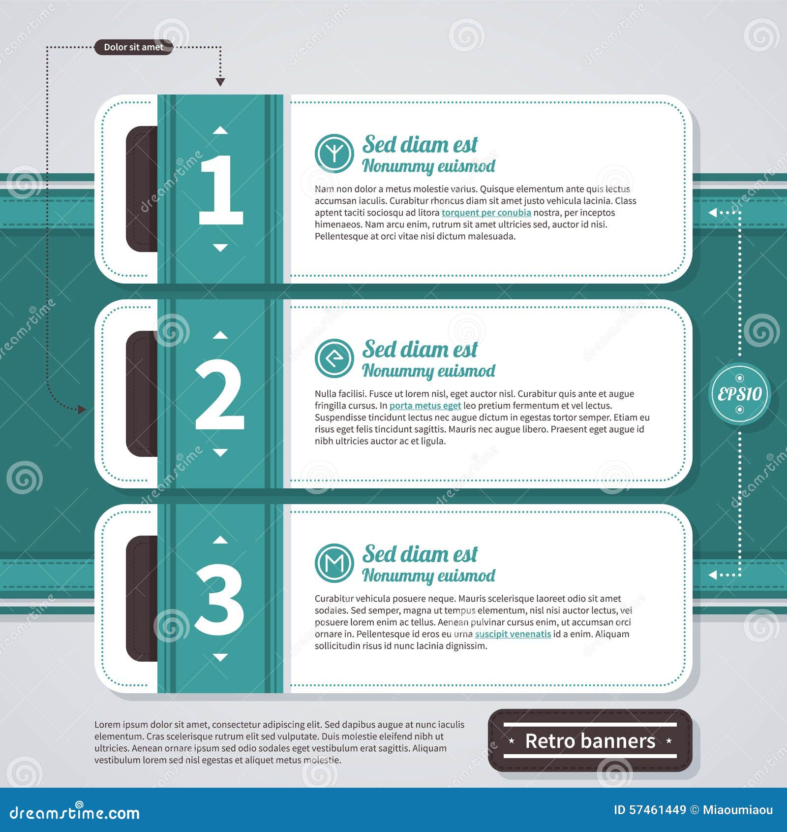 Retro Layout with Three Horizontal Options. EPS10. Stock Vector ...