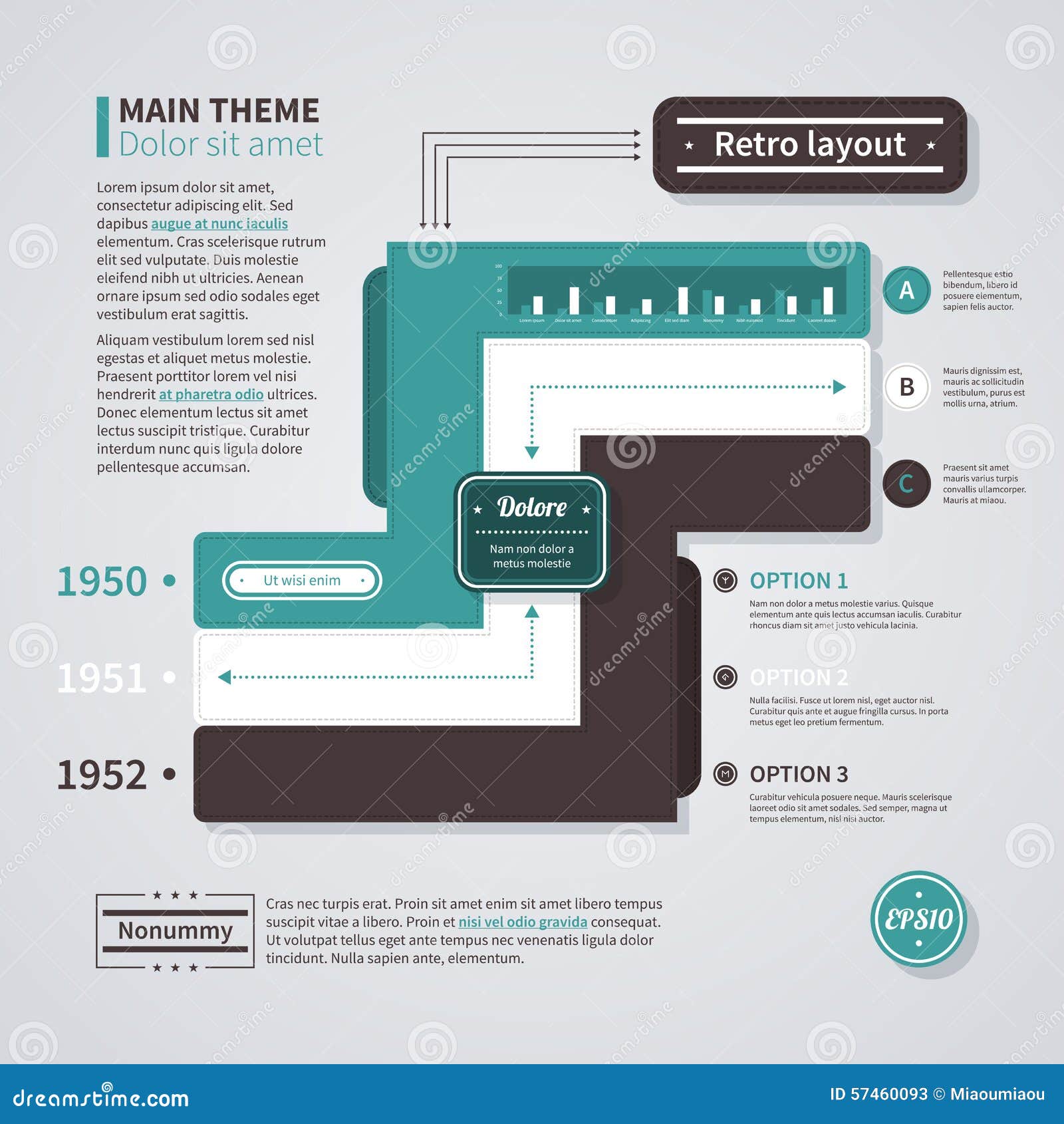Retro Layout with Three Options. EPS10. Stock Vector - Illustration of ...