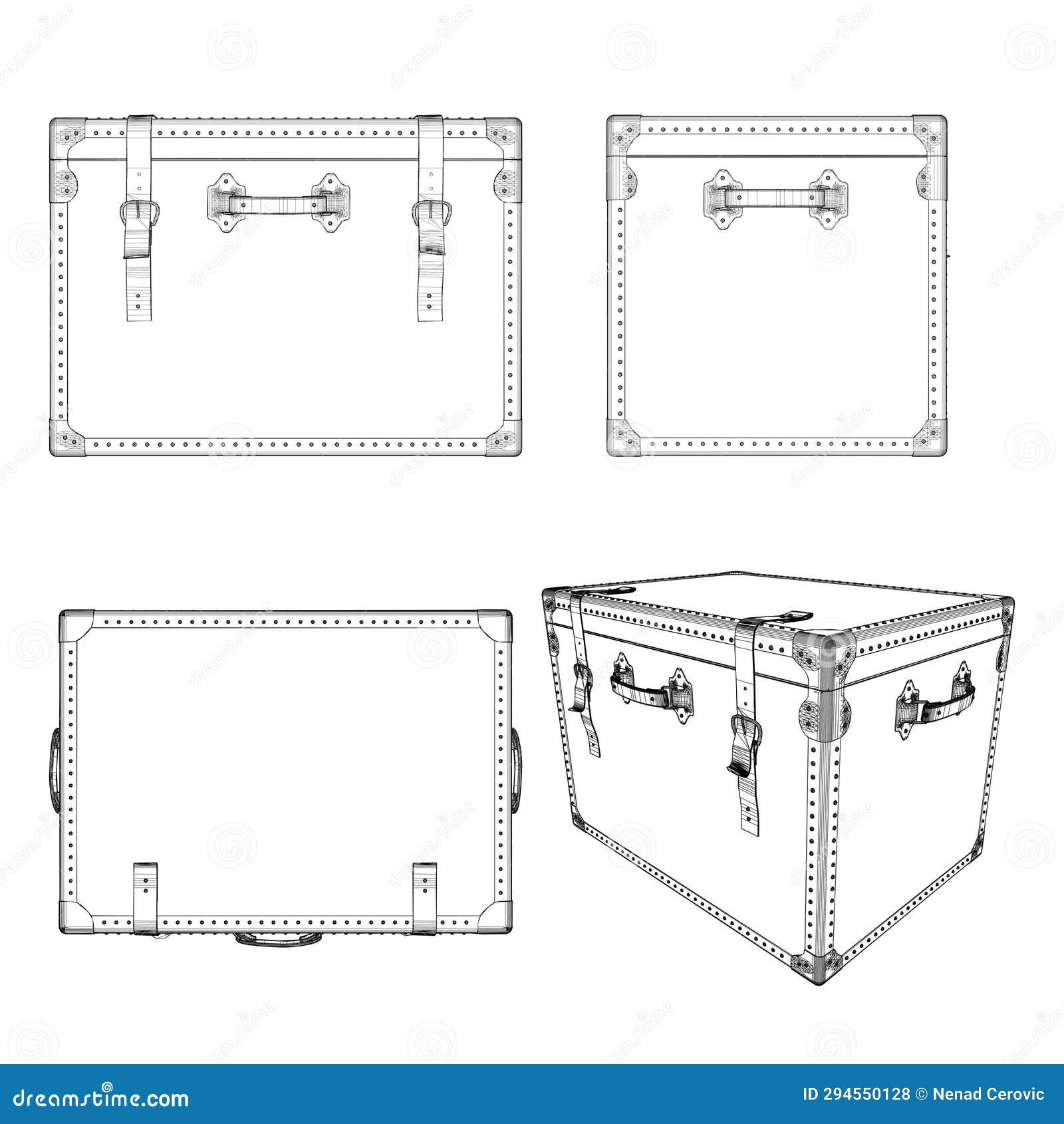 Retro Leather Chest Box Vector. a Vector Illustration of a Vintage ...