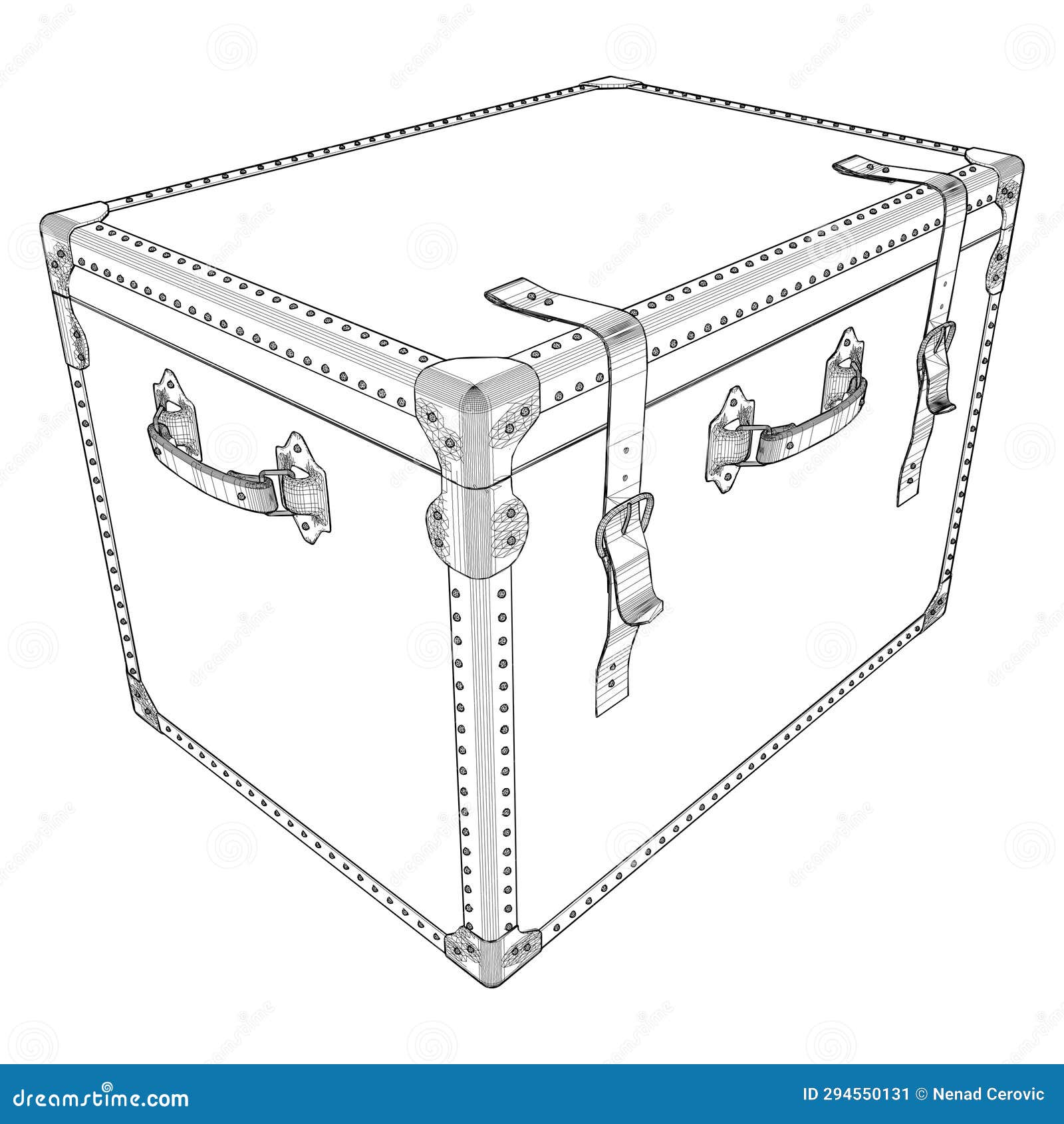 Retro Leather Chest Box Vector. a Vector Illustration of a Vintage ...