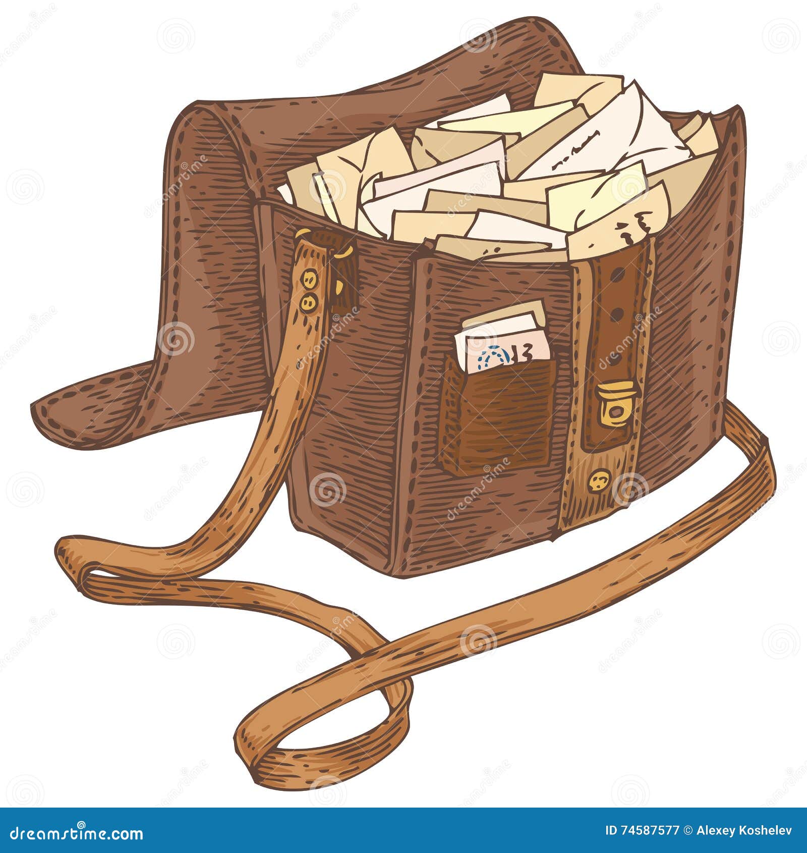 Retro- Lederne Post-Tasche Mit Buchstaben Vektor Abbildung ...