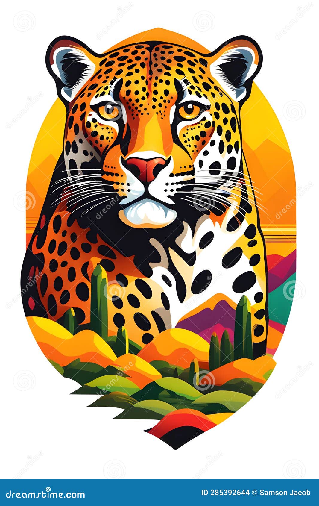 Retro Leopard with Multicolored Motifs Generated by Ai Stock ...