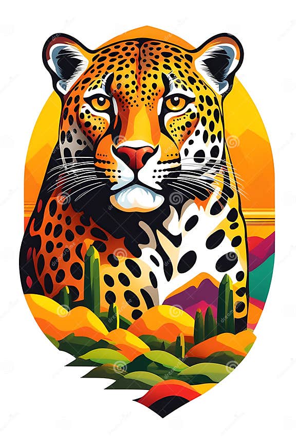 Retro Leopard with Multicolored Motifs Generated by Ai Stock ...