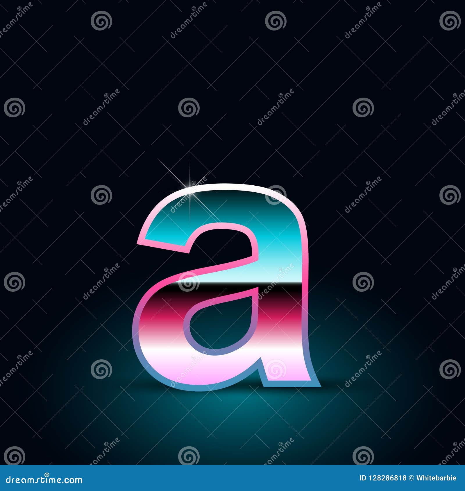 Retro Letter a Lowercase. 80s Vector Font Isolated on Black Background ...