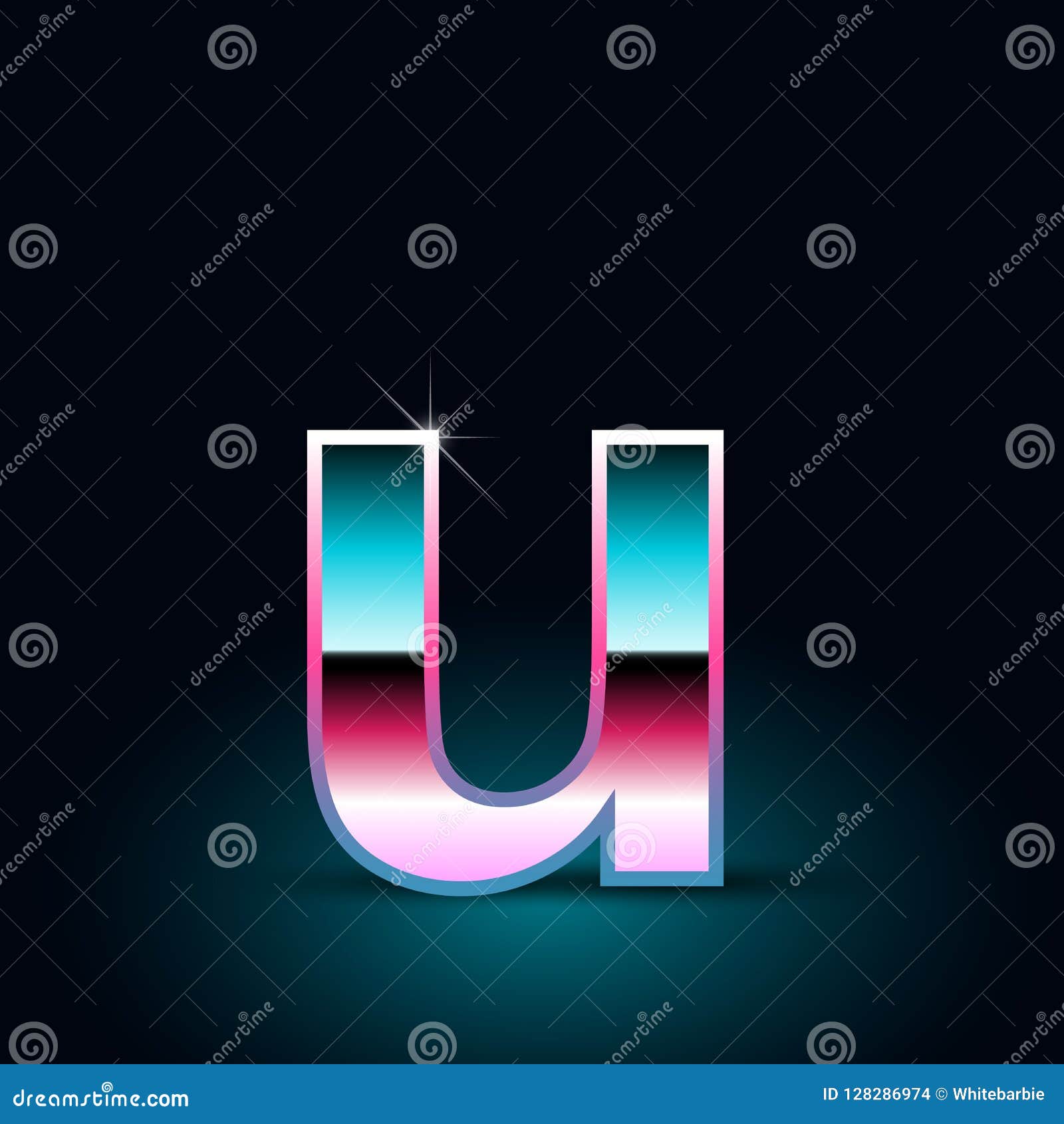 Retro Letter U Lowercase. 80s Vector Font Isolated on Black Background ...