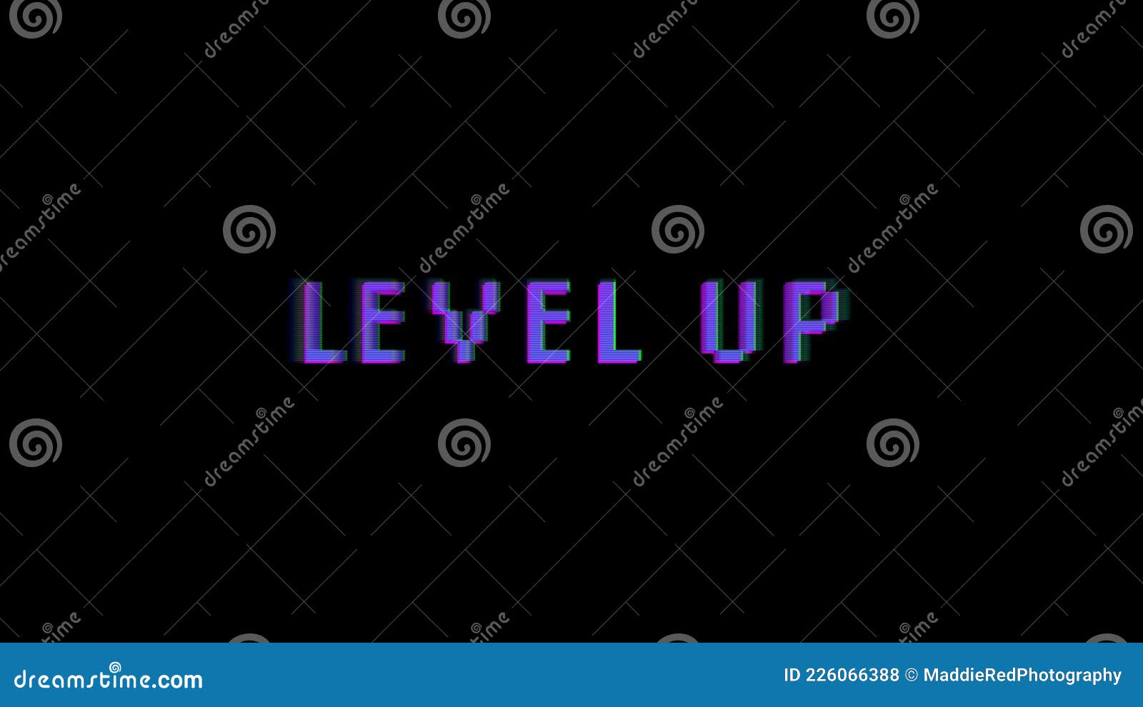 Retro Level Up Glitch Animation on a Black Background Stock Footage ...