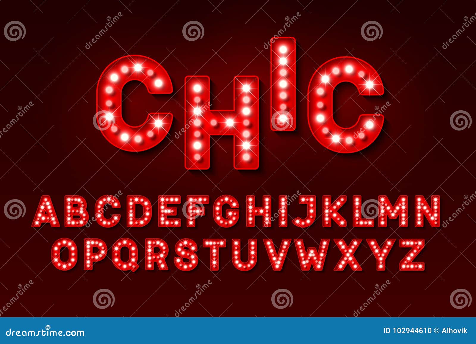 Retro light bulb font stock vector. Illustration of cabaret - 102944610