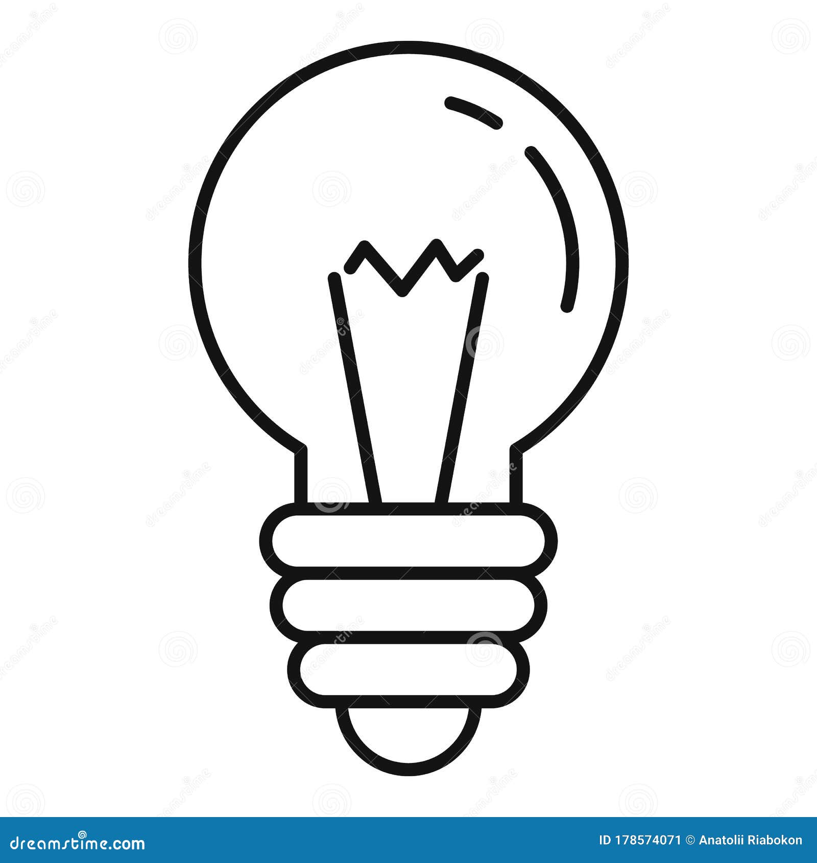 Retro Light Bulb Icon, Outline Style Stock Vector - Illustration of ...