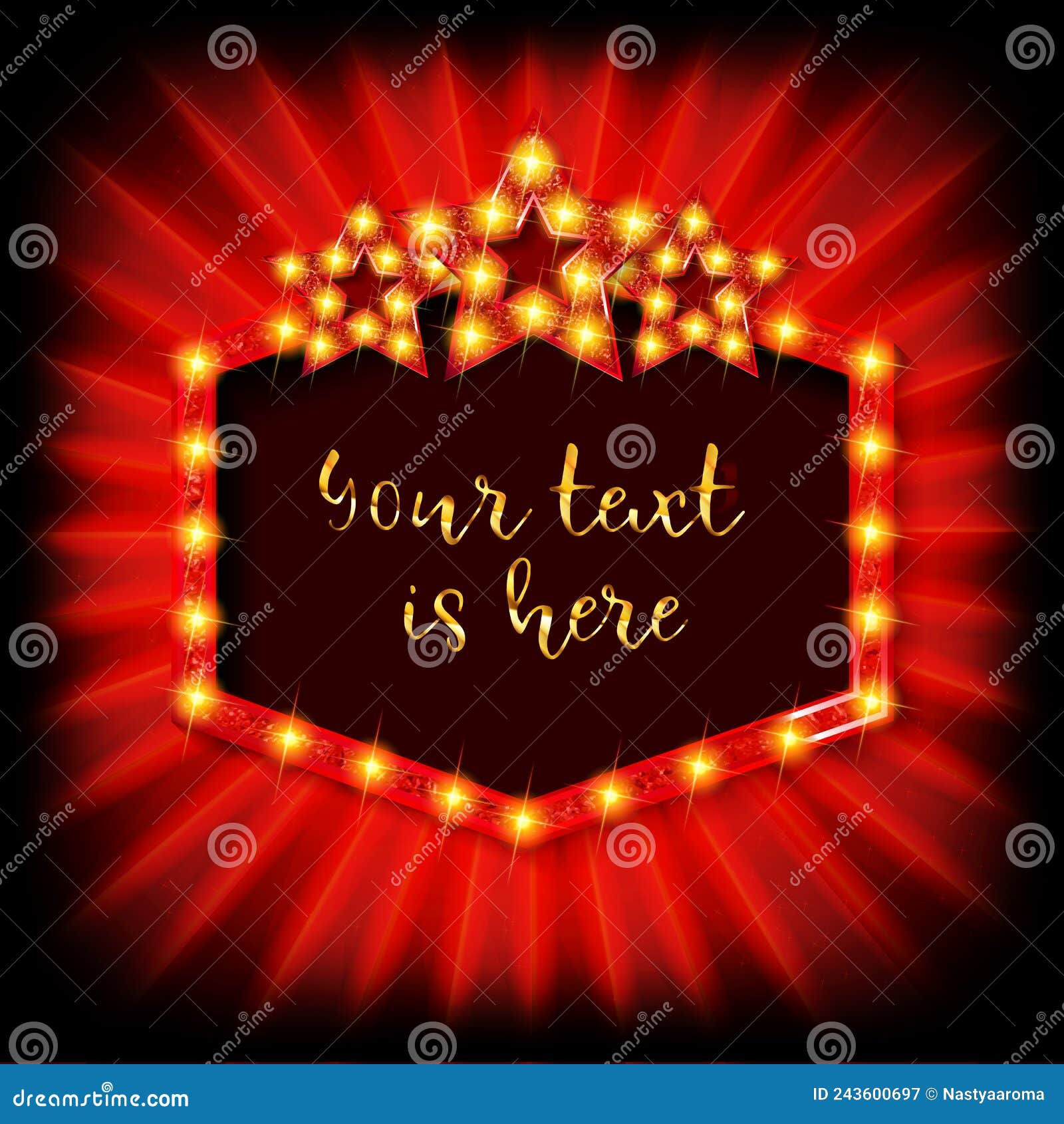 Retro light sign. stock vector. Illustration of cinema - 243600697
