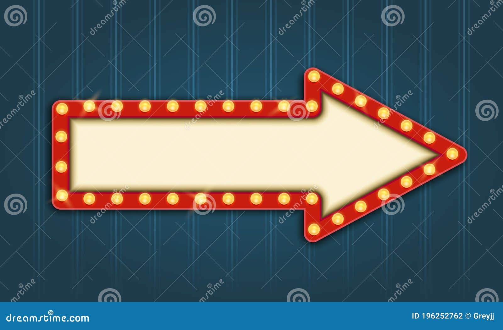 Retro Lightbox Arrow Shape with Red Border and Round Corners Stock ...