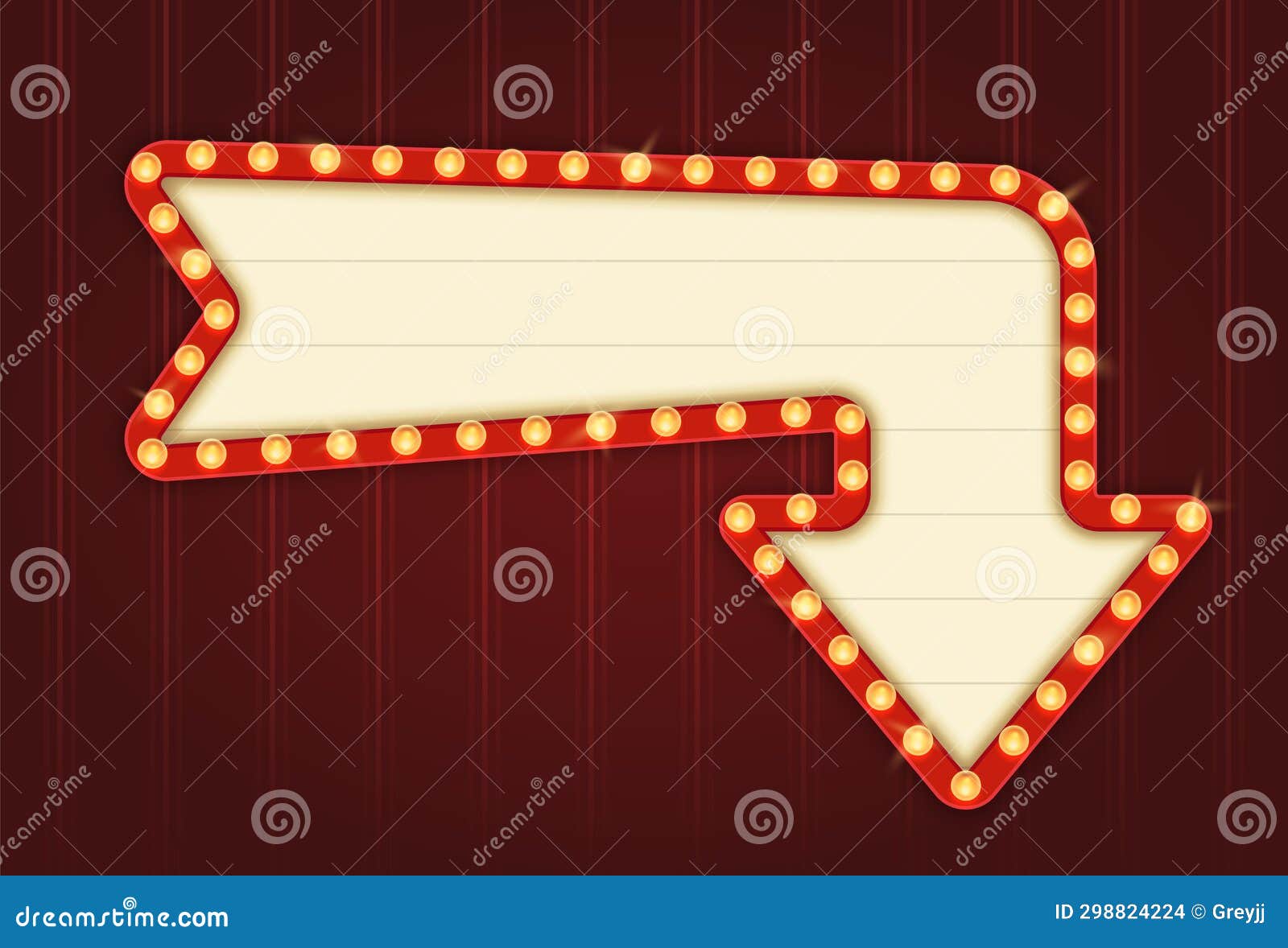 Retro Lightbox in Curved Arrow Shape Pointing Down Template Stock ...