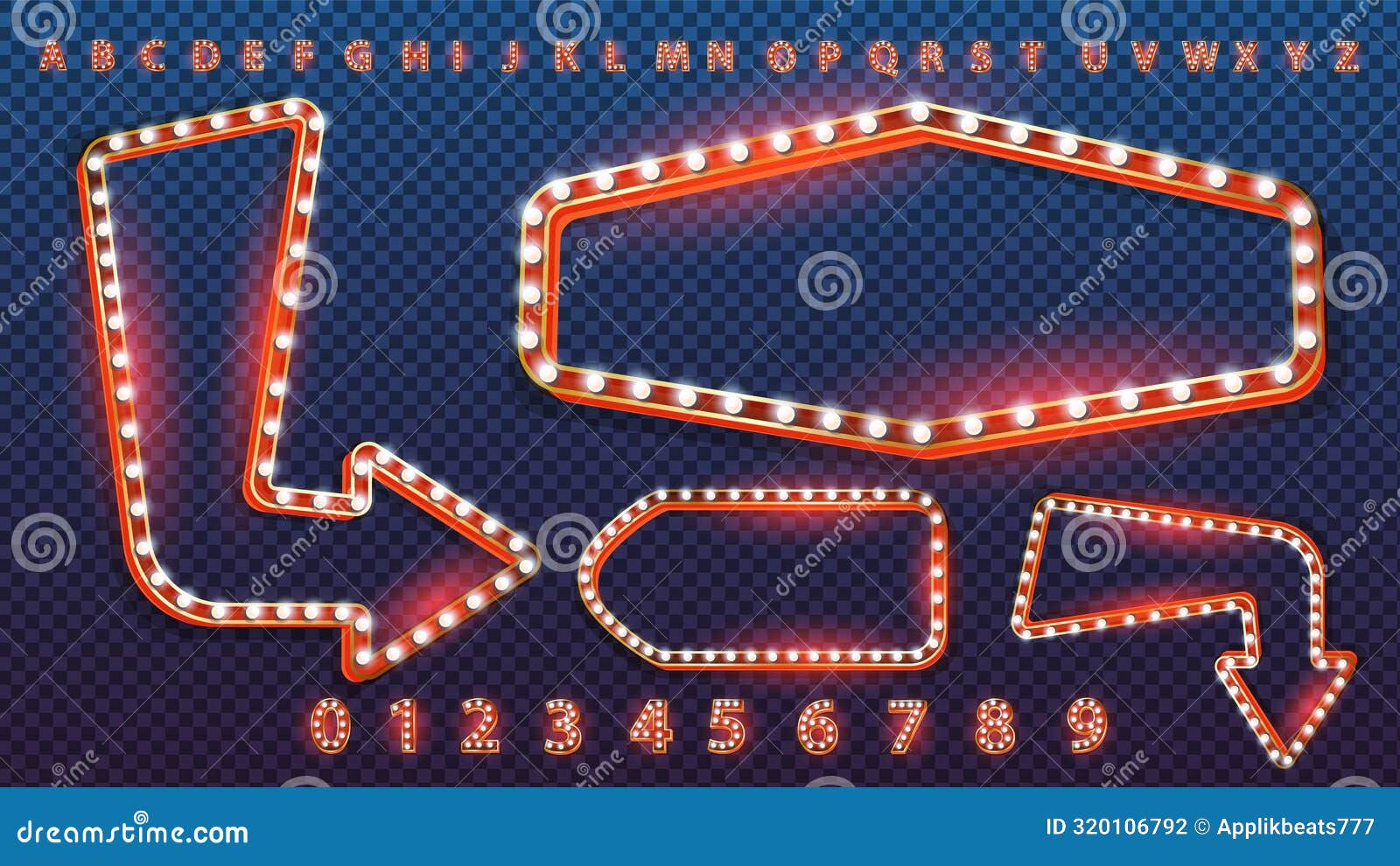 Retro Lightbox Vector Template Different Shape with Lightbulb Isolated ...