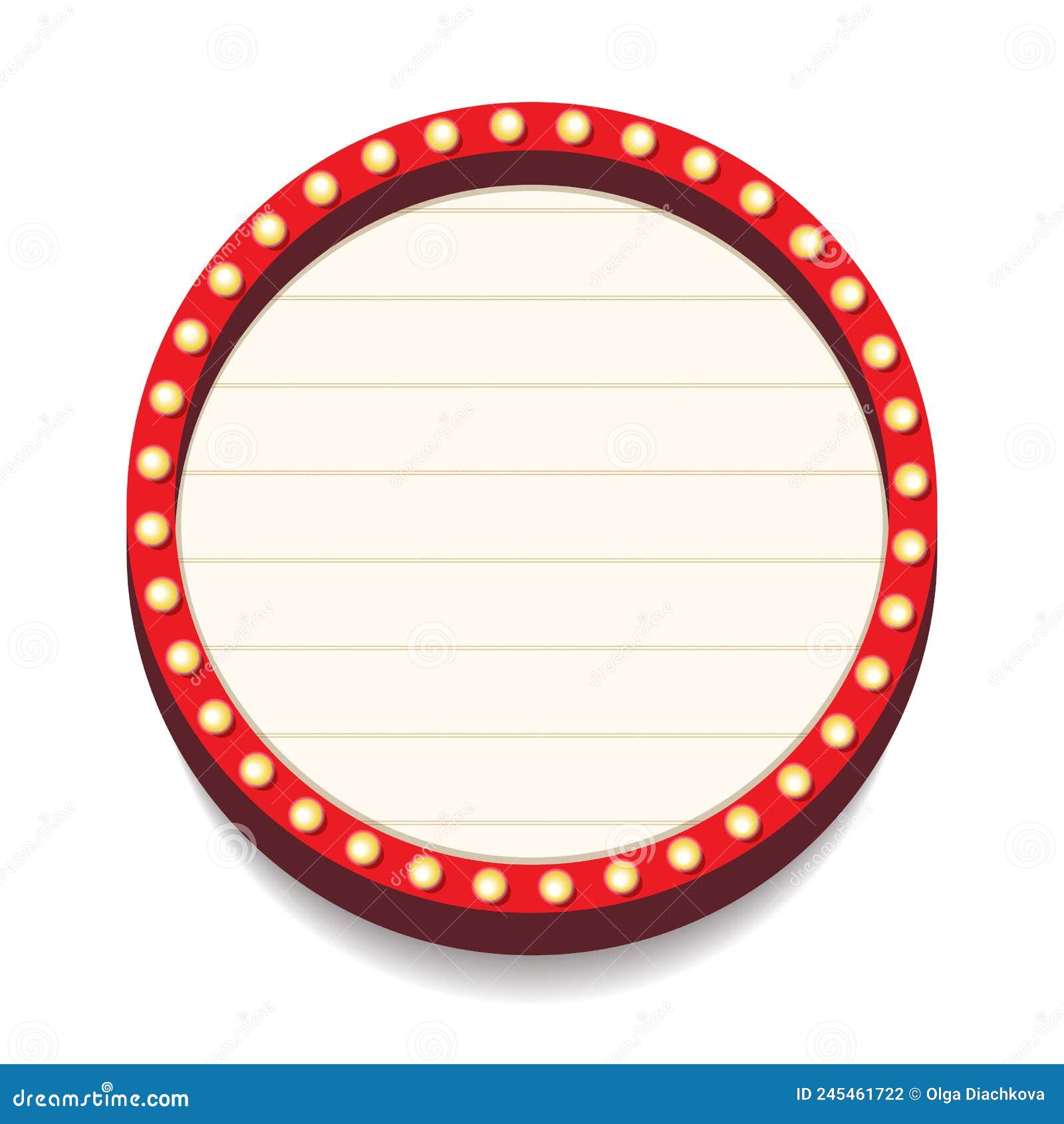 Retro Lightbox Vector Template Realistic Style Circle Shape Stock ...