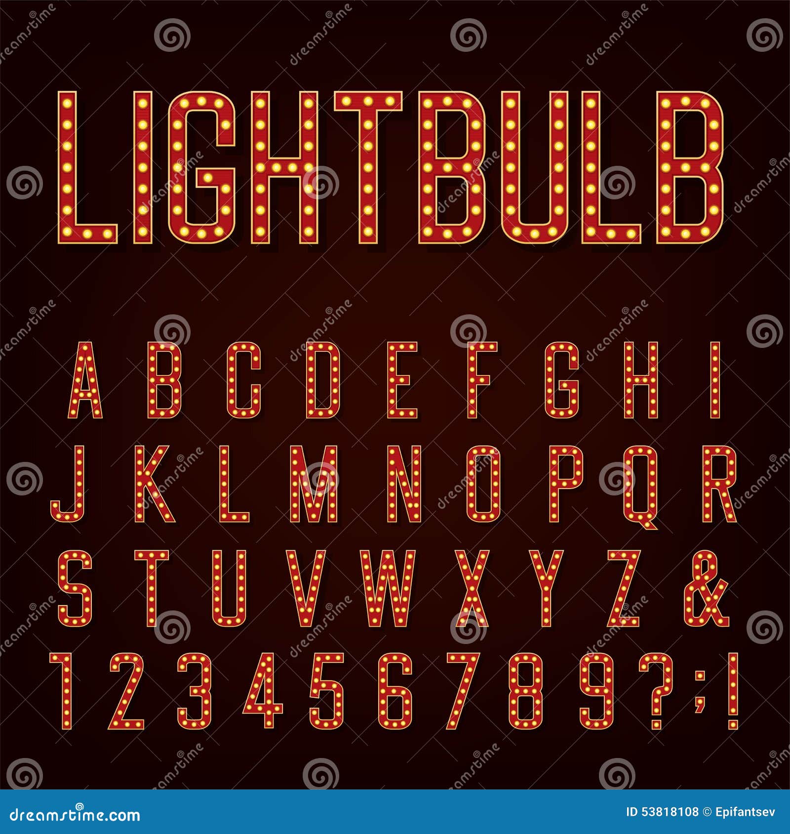 Retro Lightbulb Alphabet Vector Font Stock Vector - Illustration of ...