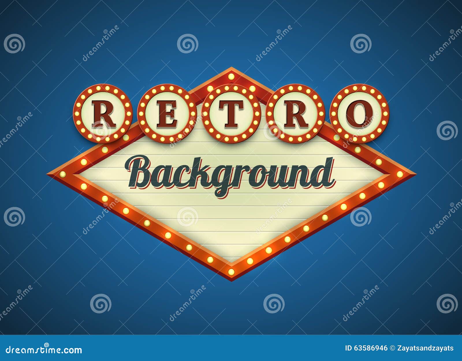 Retro lightbulbs signboard stock vector. Illustration of marquee - 63586946