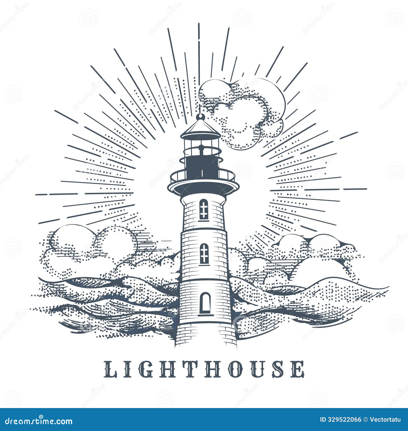 Retro Lighthouse Isolated On White Background. Line Art. Modern Design ...