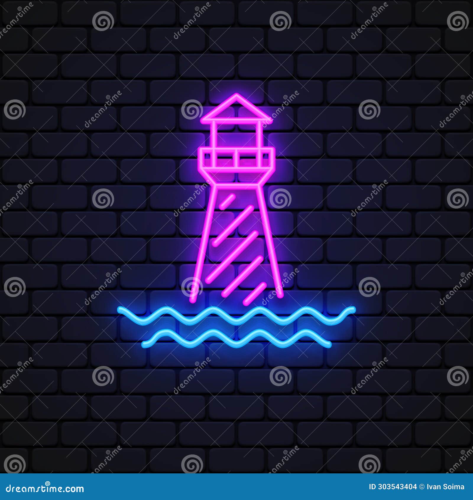 Retro Lighthouse Neon Icon, Great Design for Any Purposes. Stock Vector ...