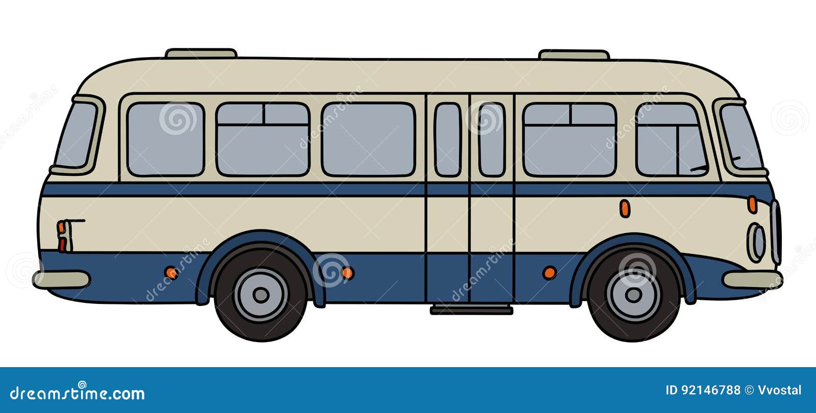 Retro line bus stock vector. Illustration of automobile - 92146788