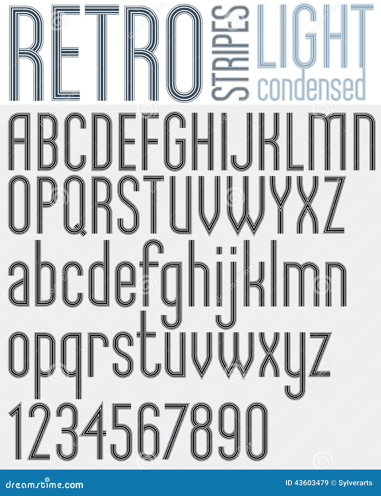 Retro Line Stripes Effect Font. Stock Vector - Illustration of ...