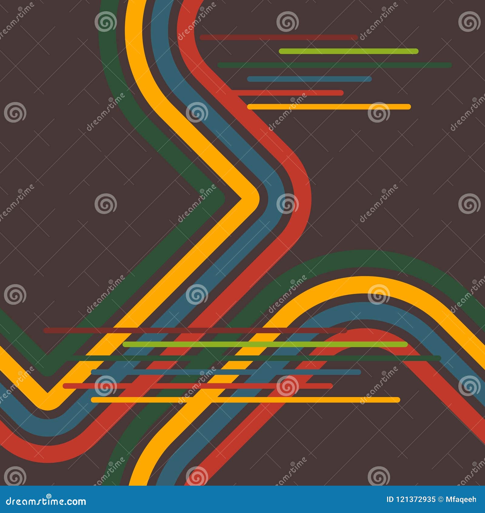 Retro Bent Lines Vector Seamless Pattern Stock Vector - Illustration of ...