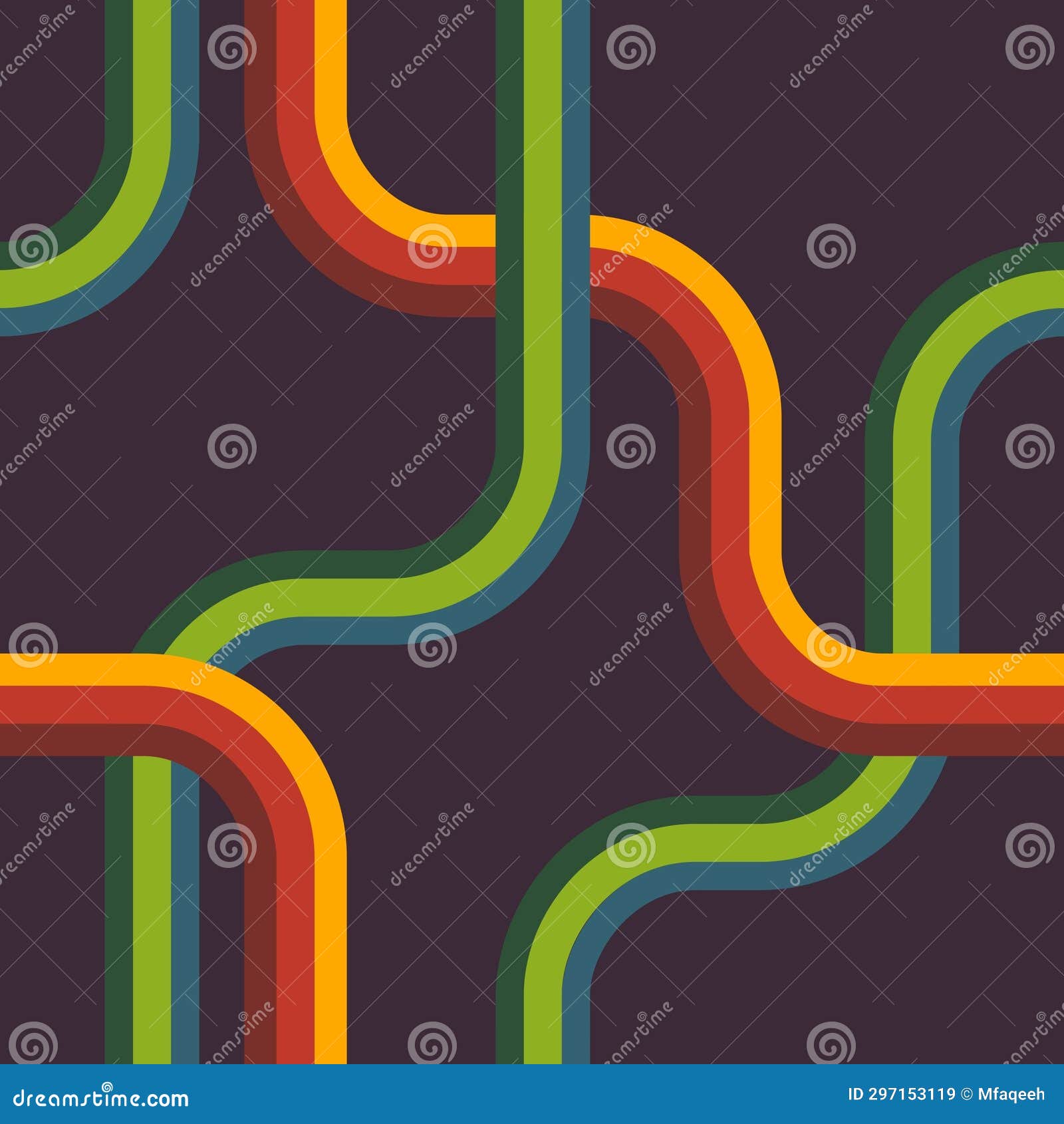 Retro Lines Vector with Dark Background Seamless Pattern Stock ...