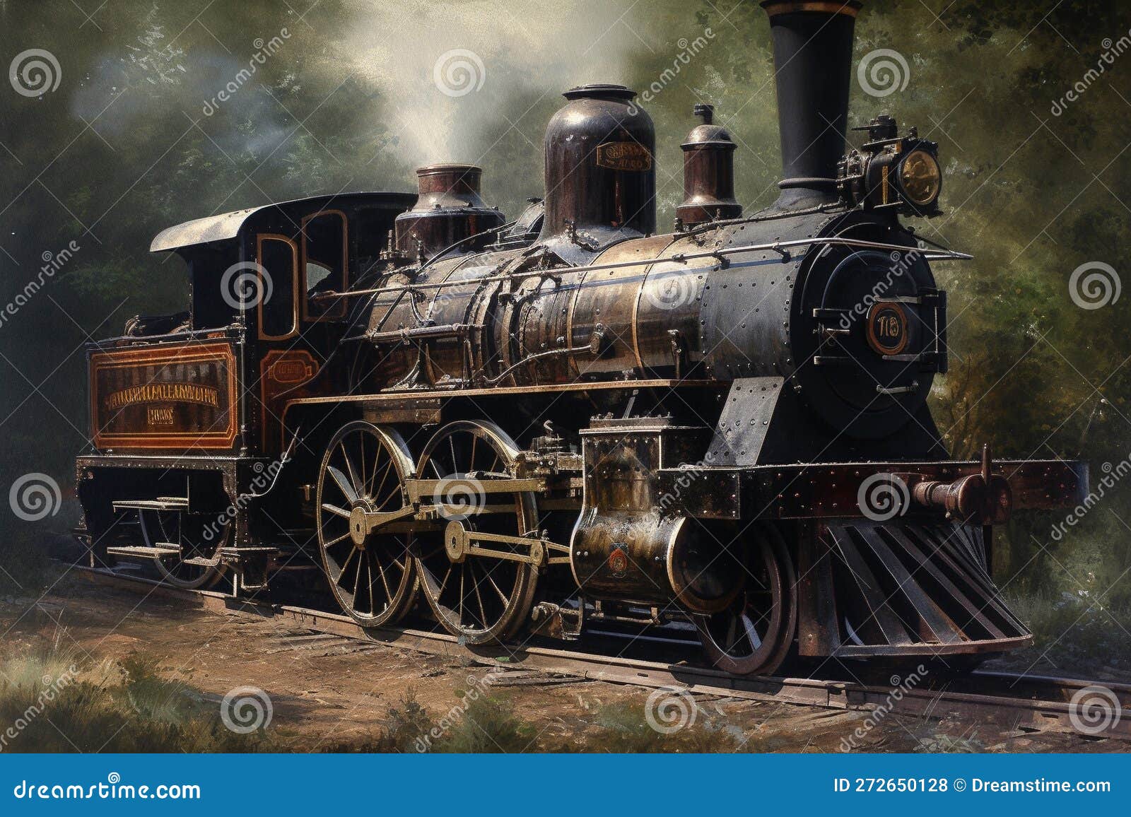 Retro Locomotive-powered Train. AI Generated Stock Illustration ...