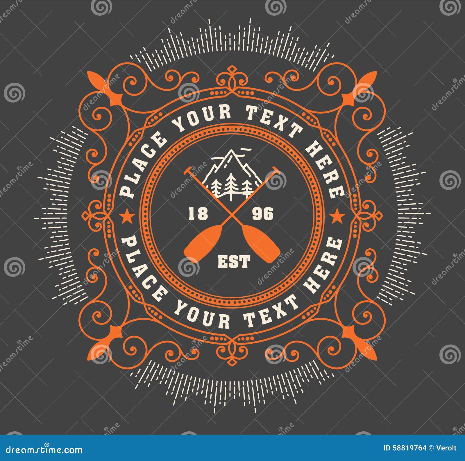 Retro Logo with Burst Element Stock Illustration - Illustration of ...