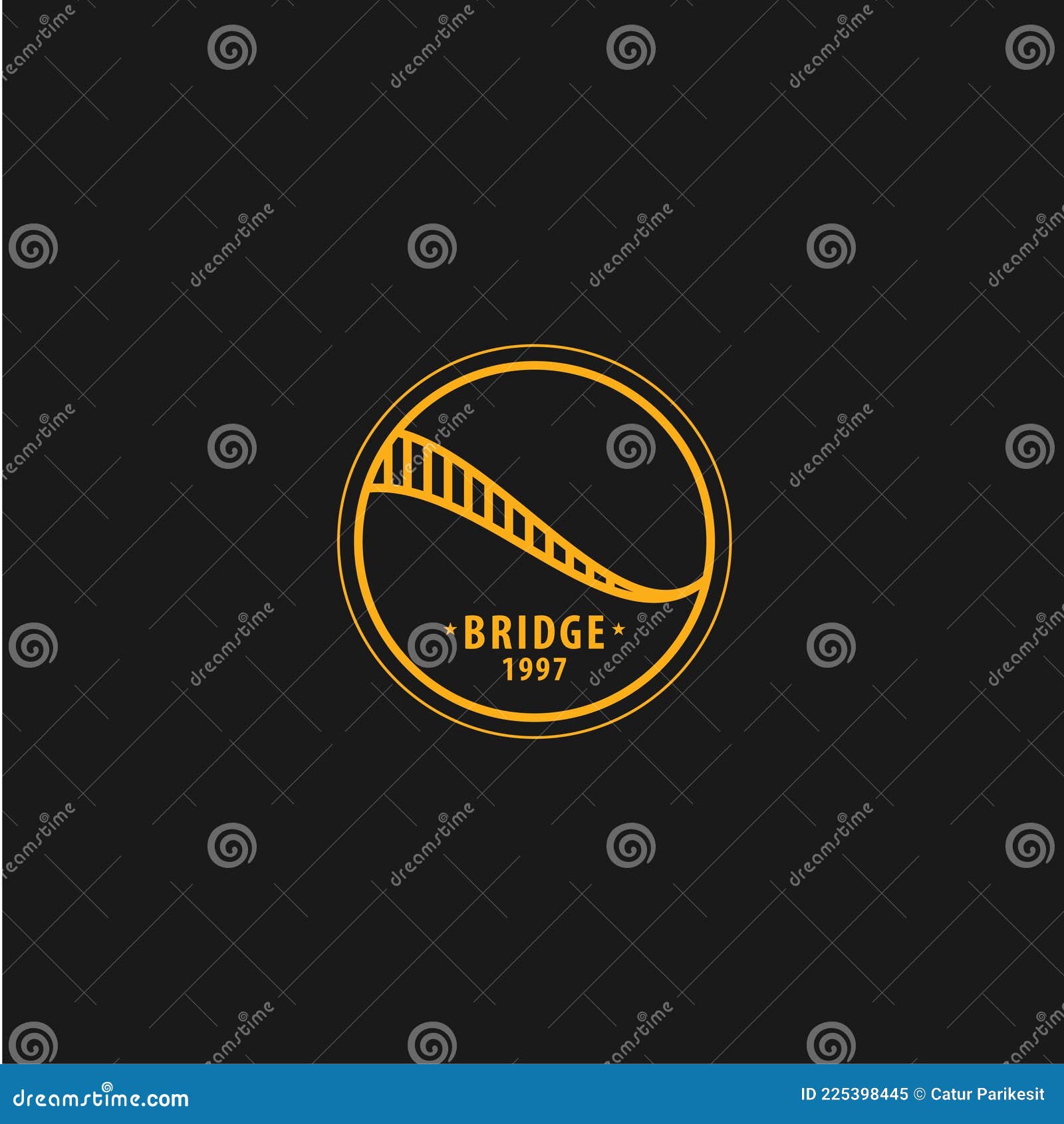 Retro Logo Design Illustration a Bridge Monogram Stock Vector ...