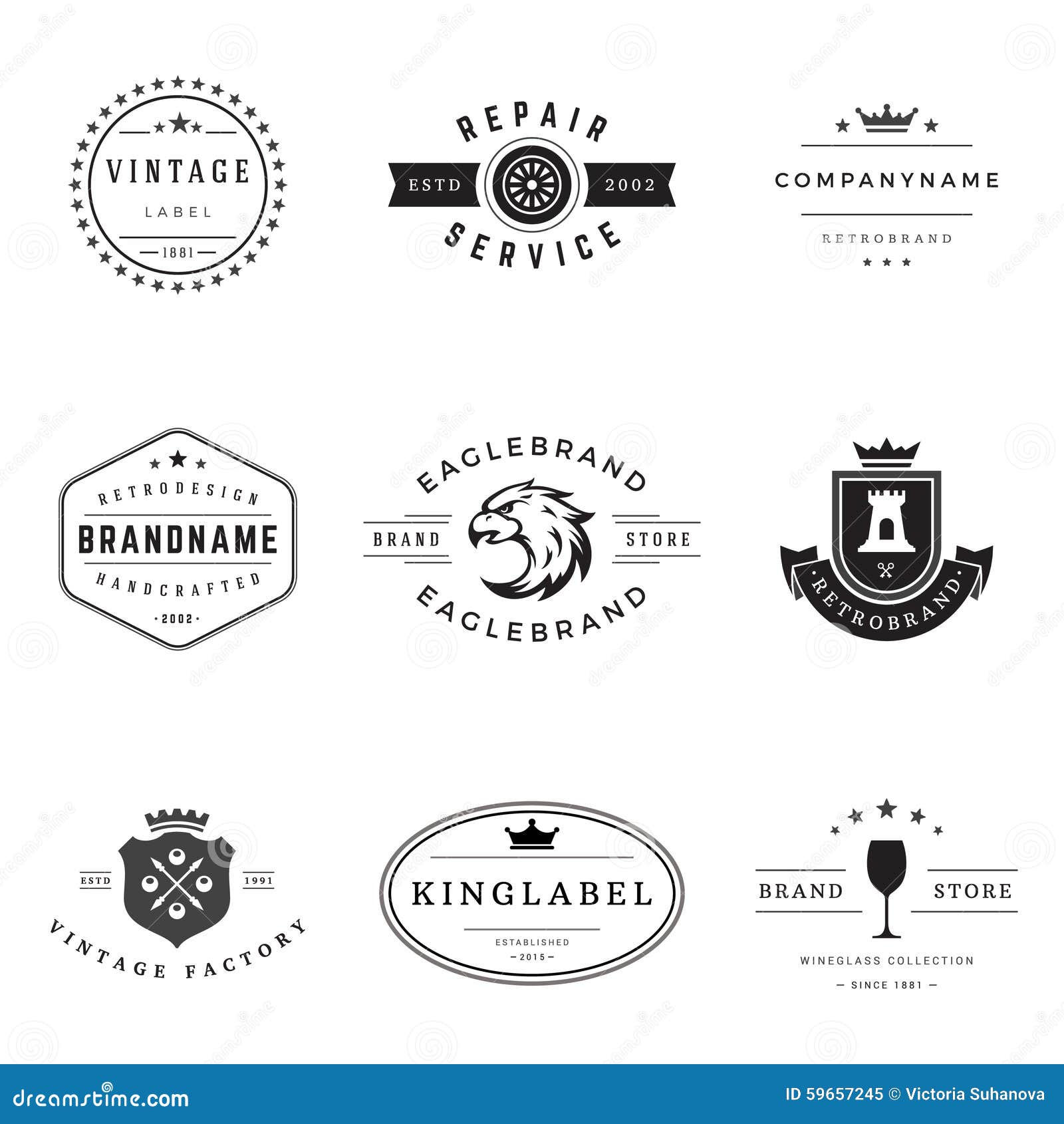 Retro Logotypes vector set stock vector. Illustration of luxury - 59657245