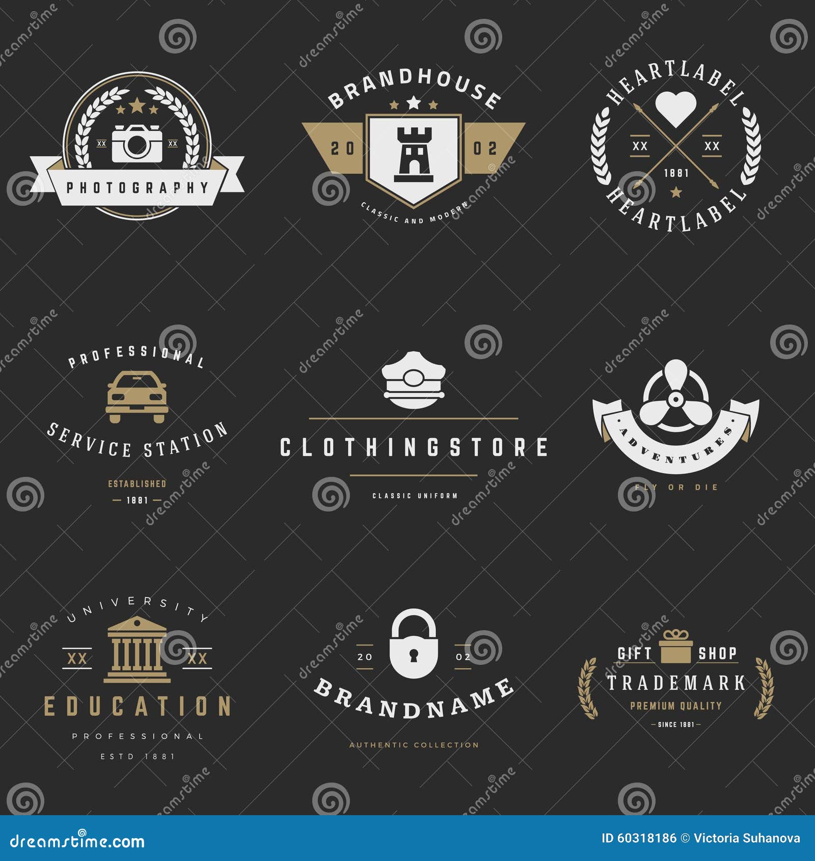 Retro Logotypes Vector Set. Vintage Graphics Stock Vector ...