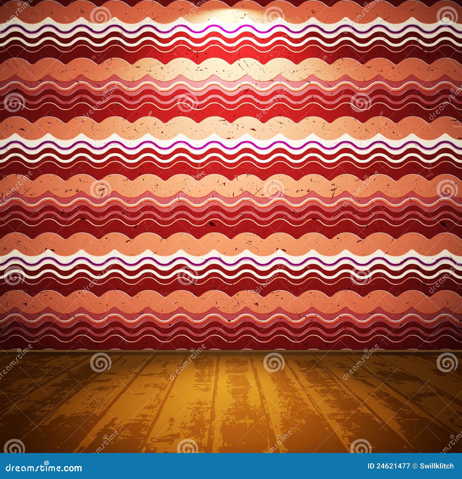 Retro Lokal Med Den Wavy Wallpaperen Vektor Illustrationer ...