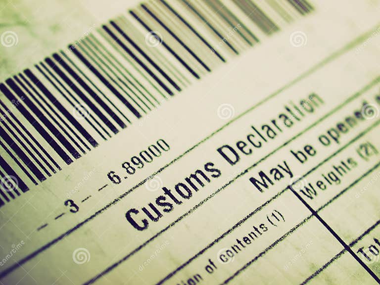 Retro Look Customs Declaration Stock Image - Image of label ...