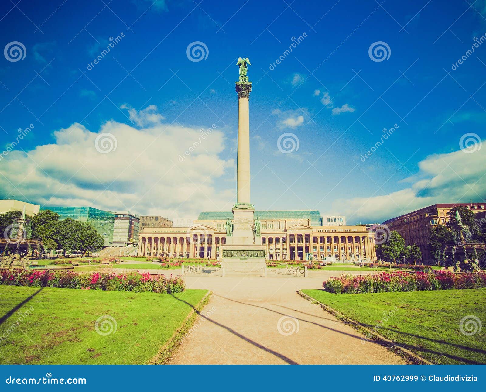 Retro Look Schlossplatz (Castle Square), Stuttgart Stock Image - Image ...