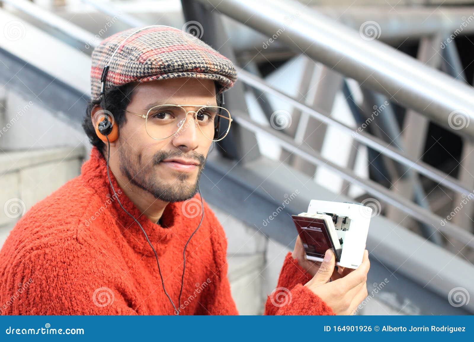 Retro Looking Guy Listening To Music Stock Photo - Image of cassette ...