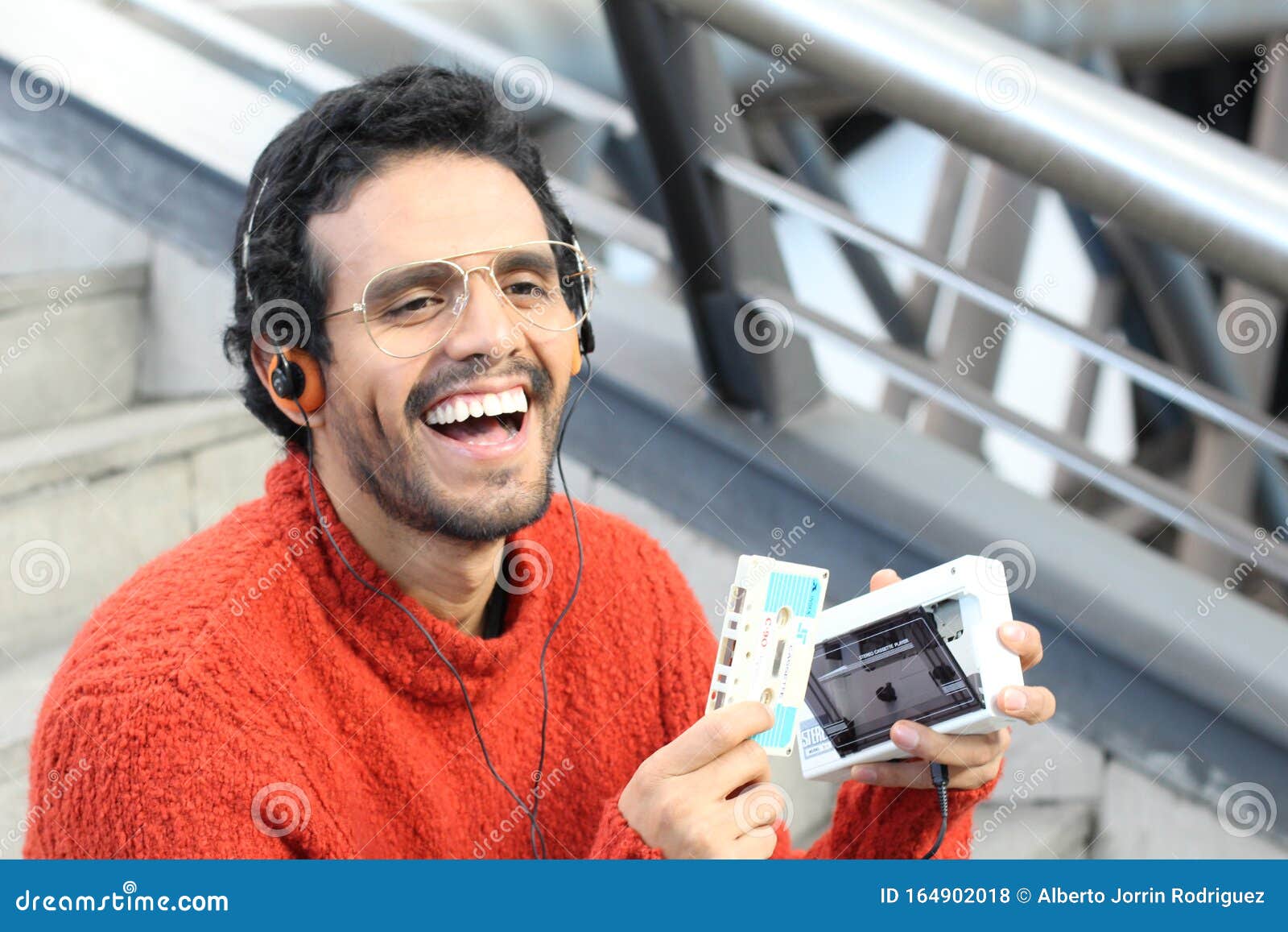 Retro Looking Guy Listening To Music Editorial Stock Photo - Image of ...