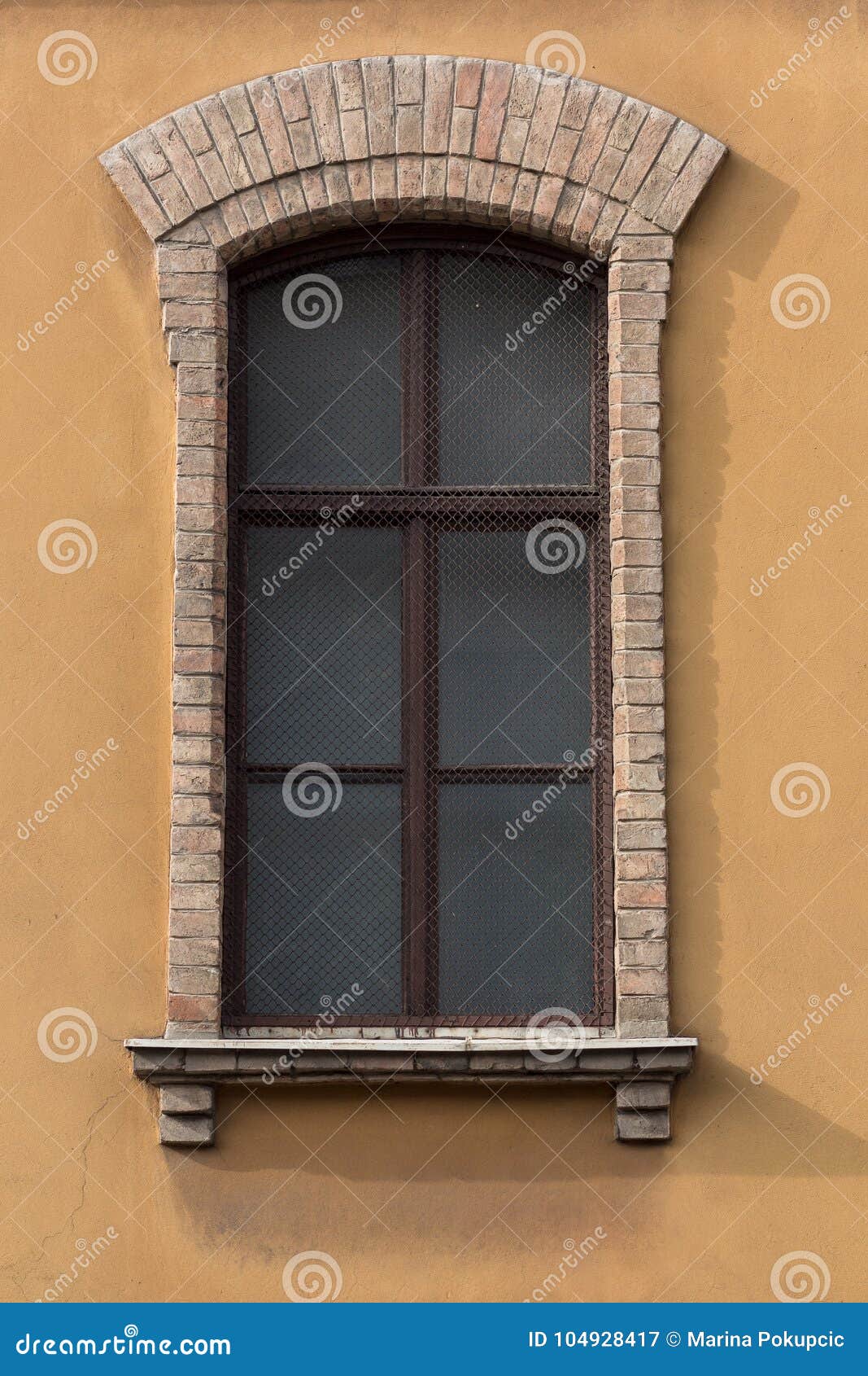 Retro Looking Window with Brick Frame Stock Image - Image of texture ...