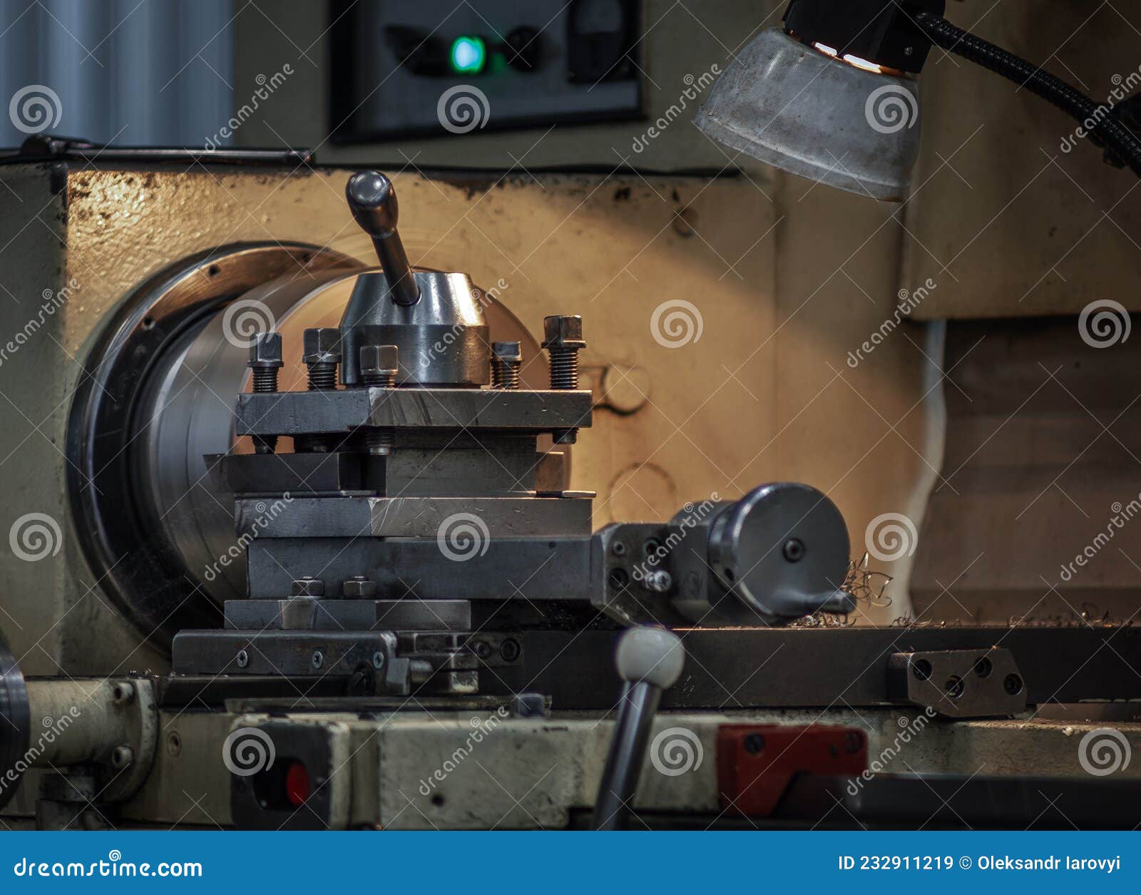 Retro Machine for Milling and Turning Parts. Workplace of a Turner ...