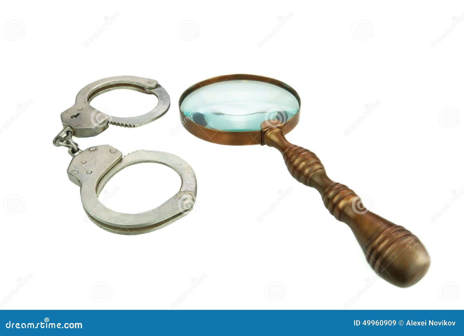 Retro Magnifying Glass and Handcuffs Stock Image - Image of proof ...