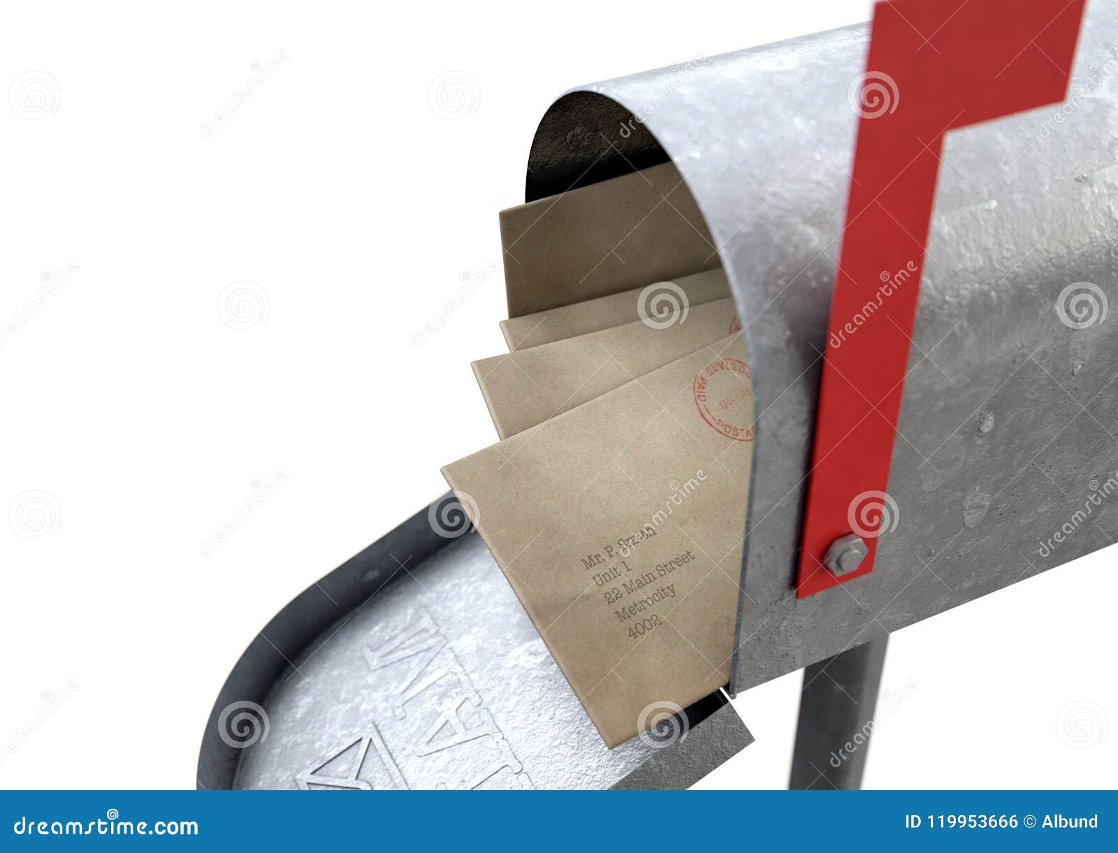 Retro Mail Box and Letter Stack Stock Illustration - Illustration of ...