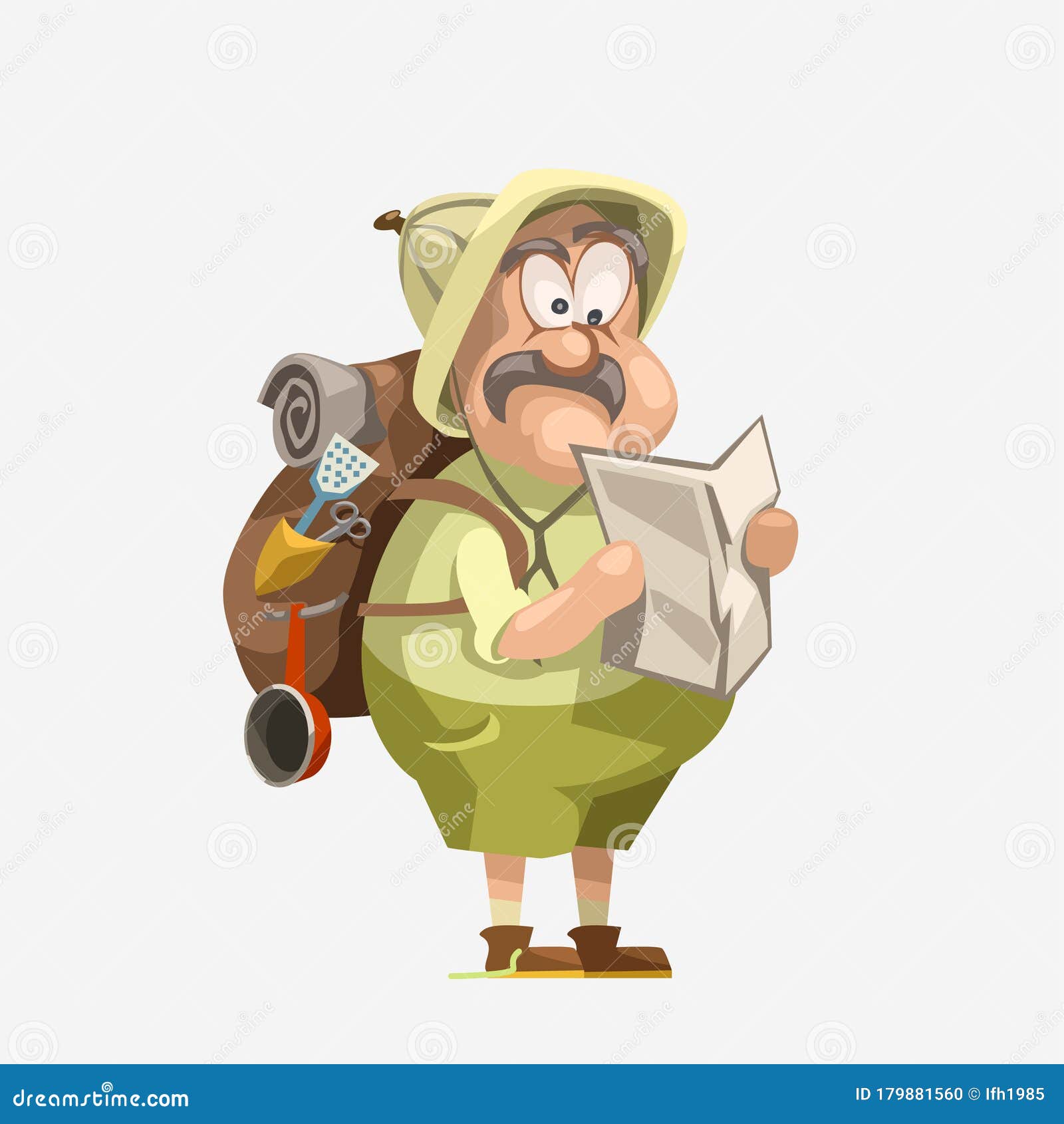 Retro Male Explorer on White Stock Vector - Illustration of senior ...