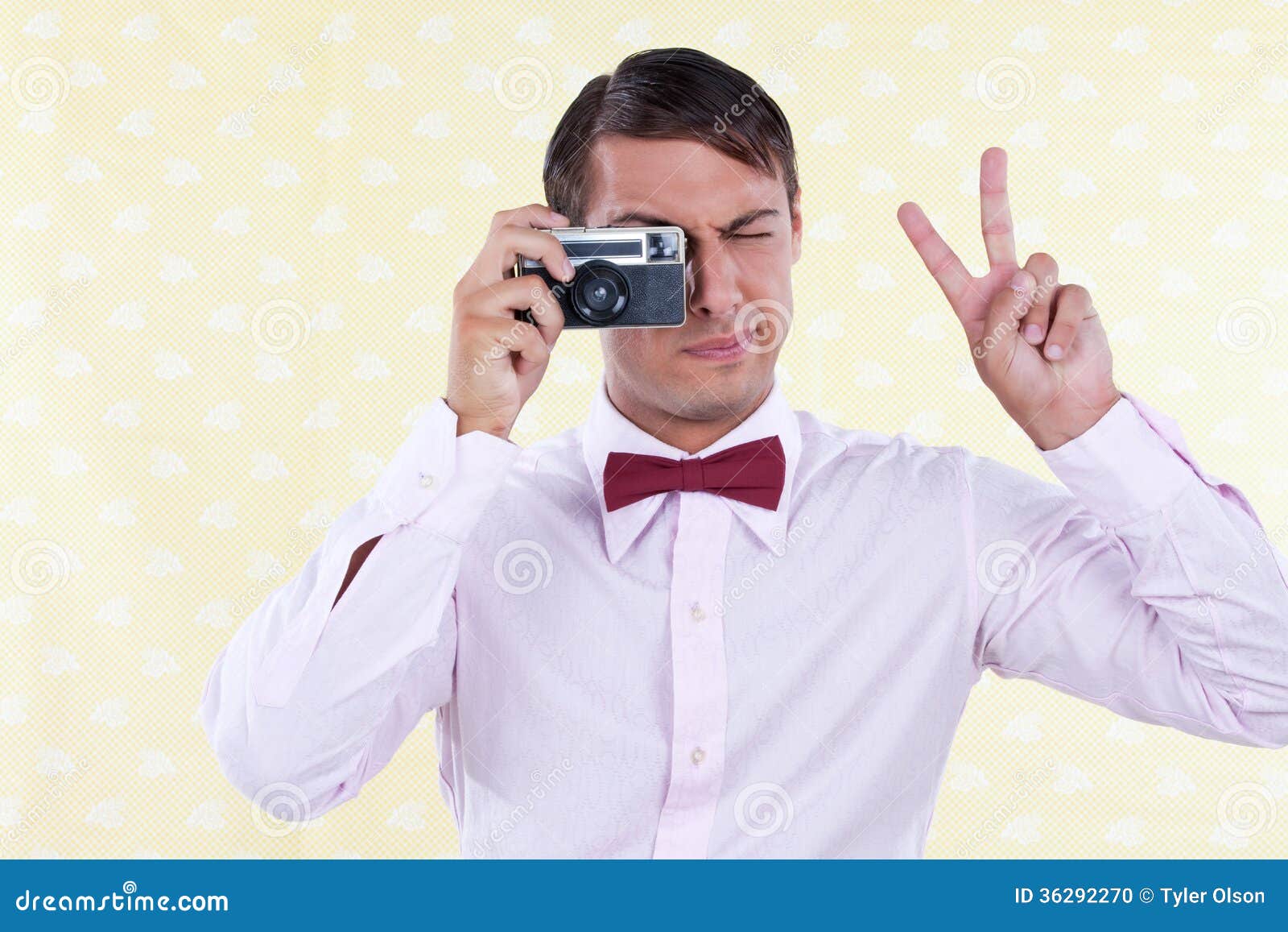 Retro Male Using Old Camera Stock Photo - Image of person, male: 36292270